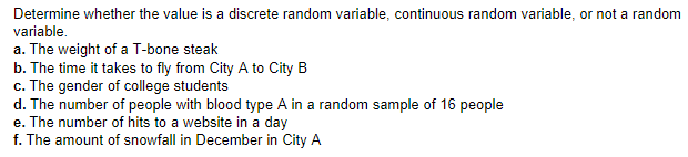 Solved Determine whether the value is a discrete random | Chegg.com