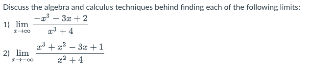 Solved Discuss the algebra and calculus techniques behind | Chegg.com