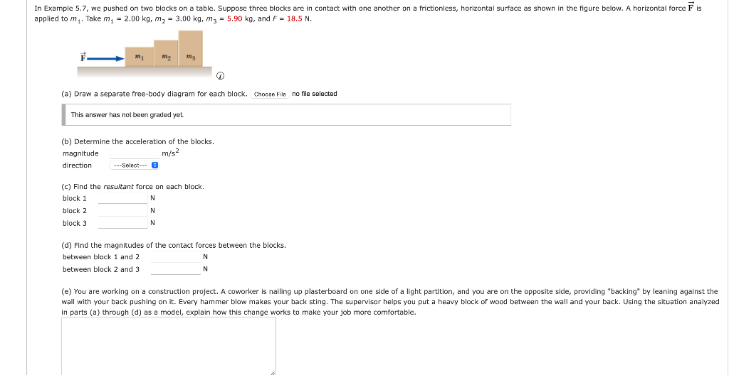 Solved Example 5.7, we pushed on two blocks on a table. | Chegg.com