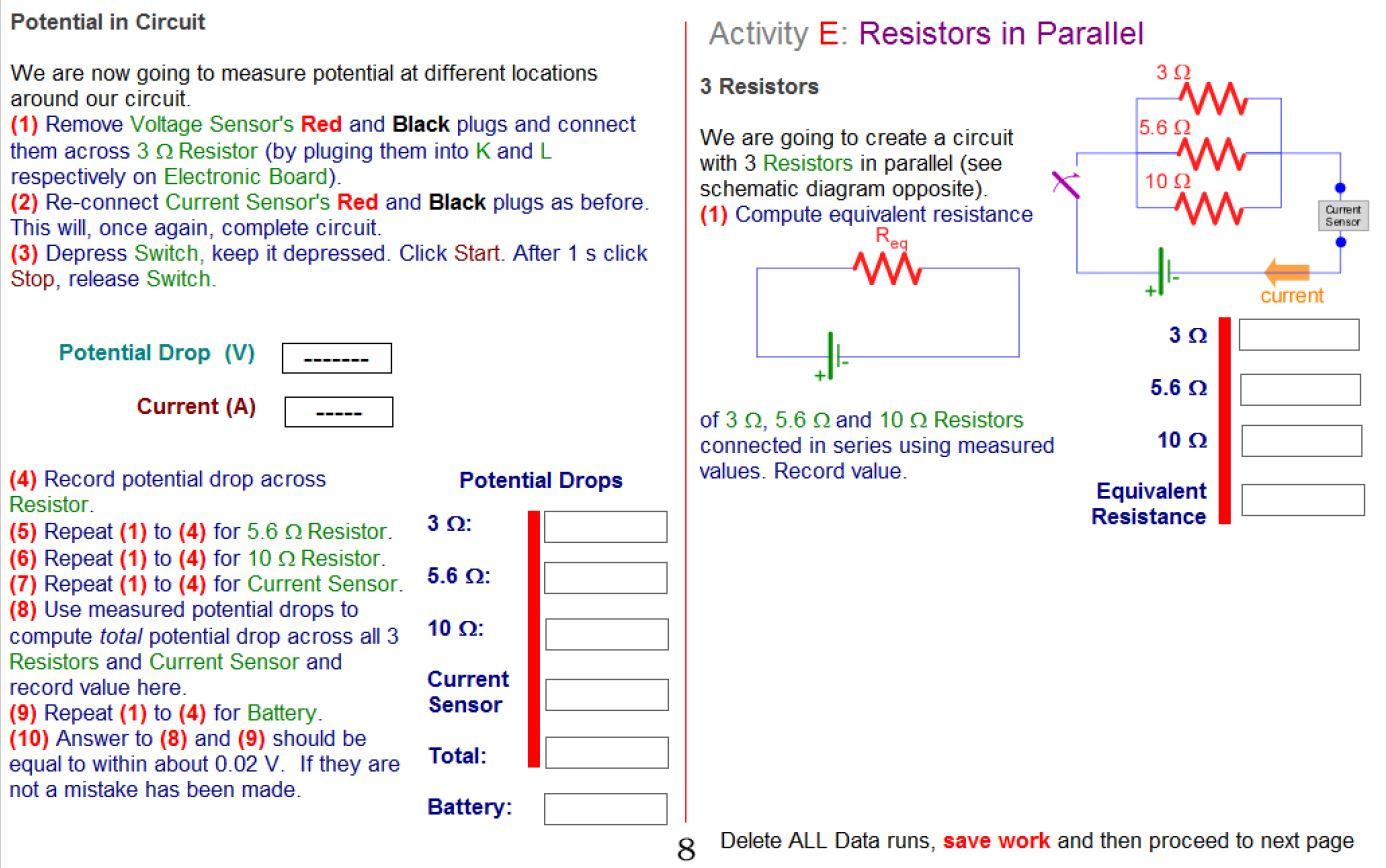 Solved Potential in Circuit Activity E: Resistors in | Chegg.com