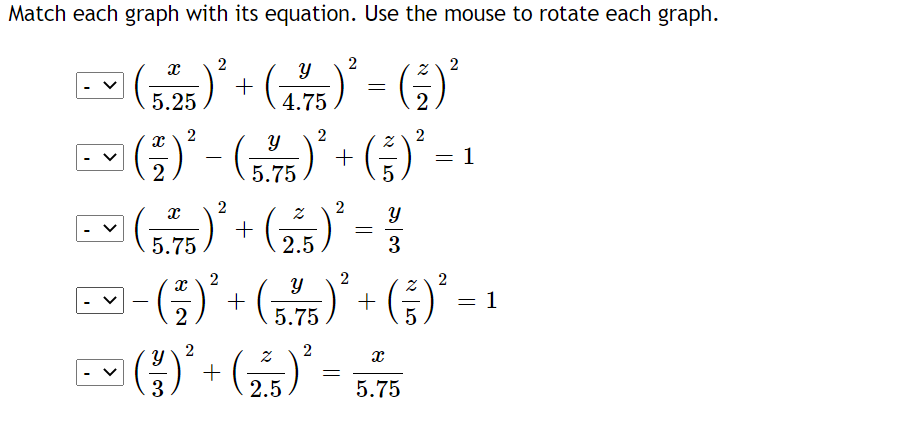 Solved Match each graph with its equation. Use the mouse to | Chegg.com