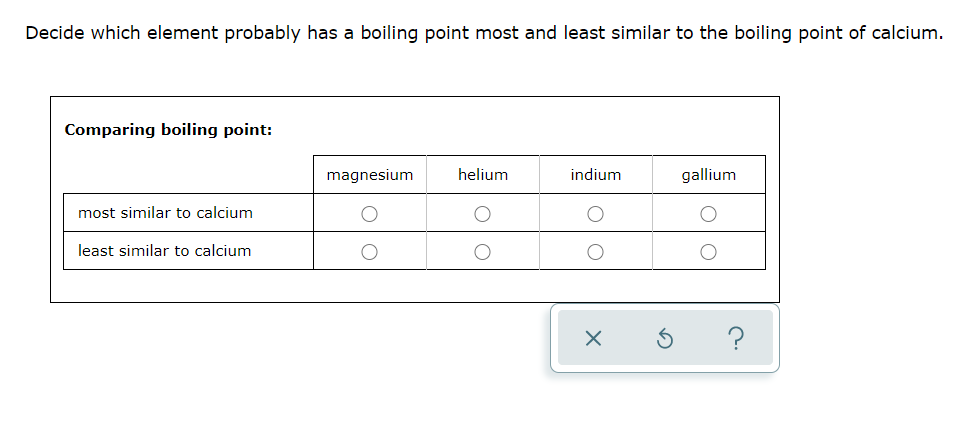 Solved Decide which element probably has a boiling point | Chegg.com Solved Decide which element probably has a boiling point | Chegg.com