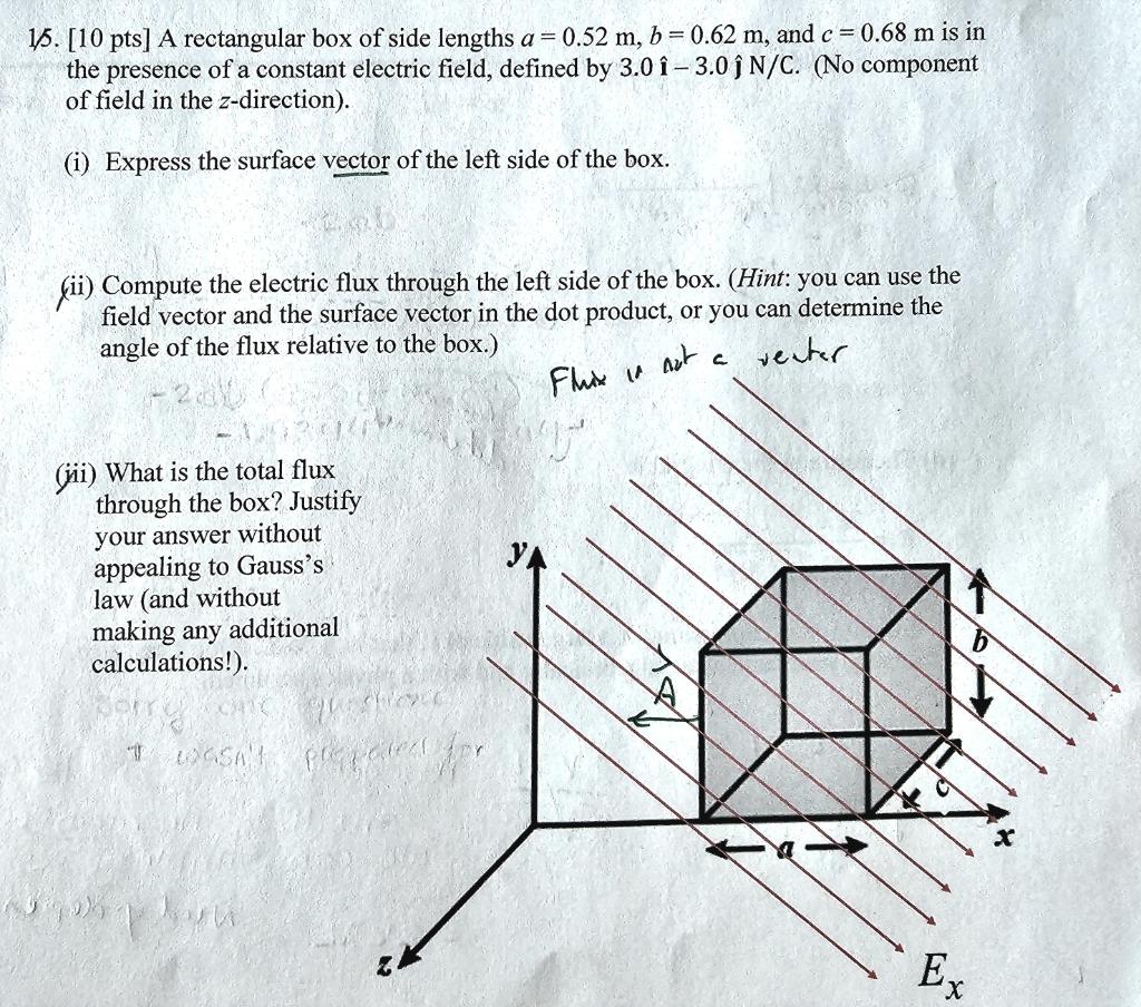 Solved 15. [10 pts] A rectangular box of side lengths a=0.52 | Chegg.com