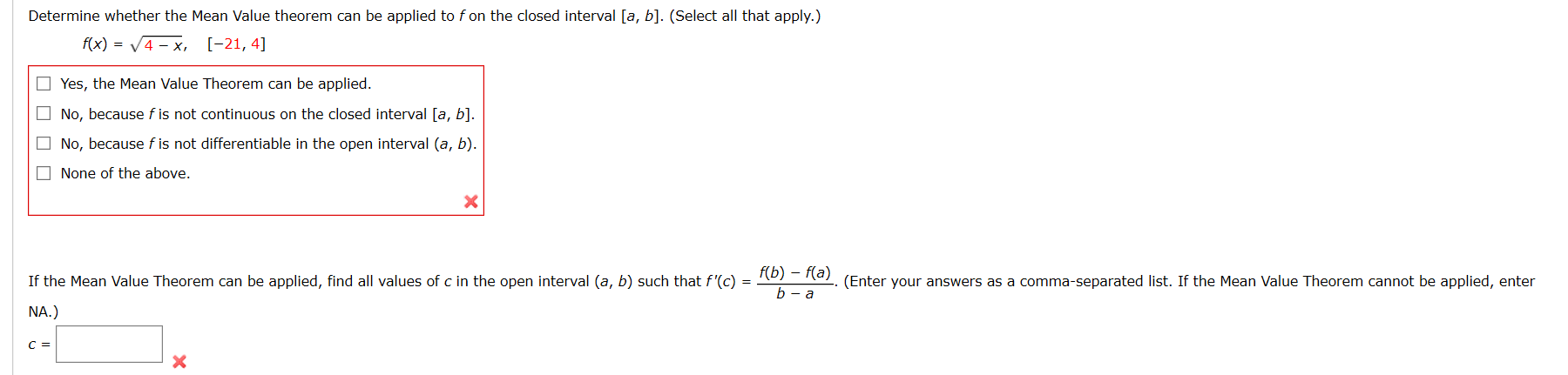 Solved Determine whether the Mean Value theorem can be | Chegg.com