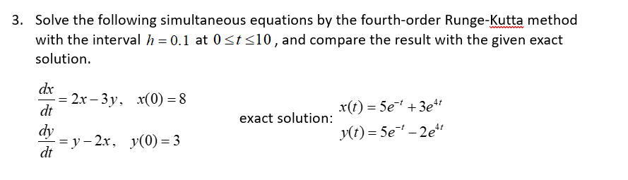 Solved 3. Solve the following simultaneous equations by the | Chegg.com