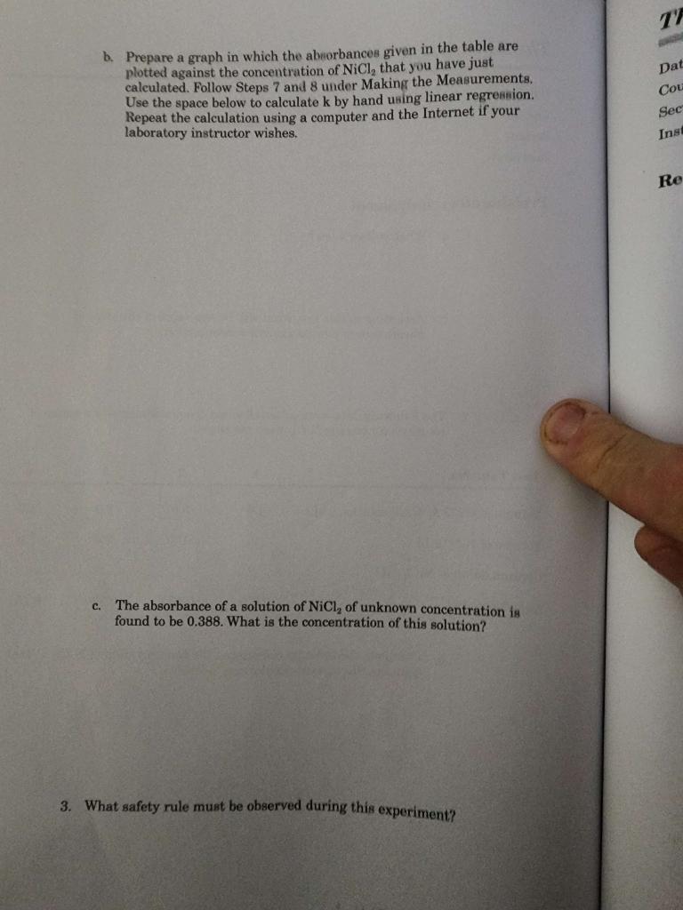 Solved b. Prepare a graph in which the absorbances given in | Chegg.com