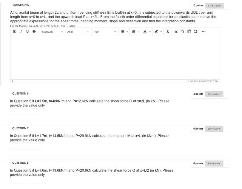 Solved QUESTIONS 10 points Save Answer A horizontal beam of | Chegg.com