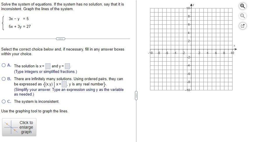 Solved Solve the system of equations. If the system has no | Chegg.com