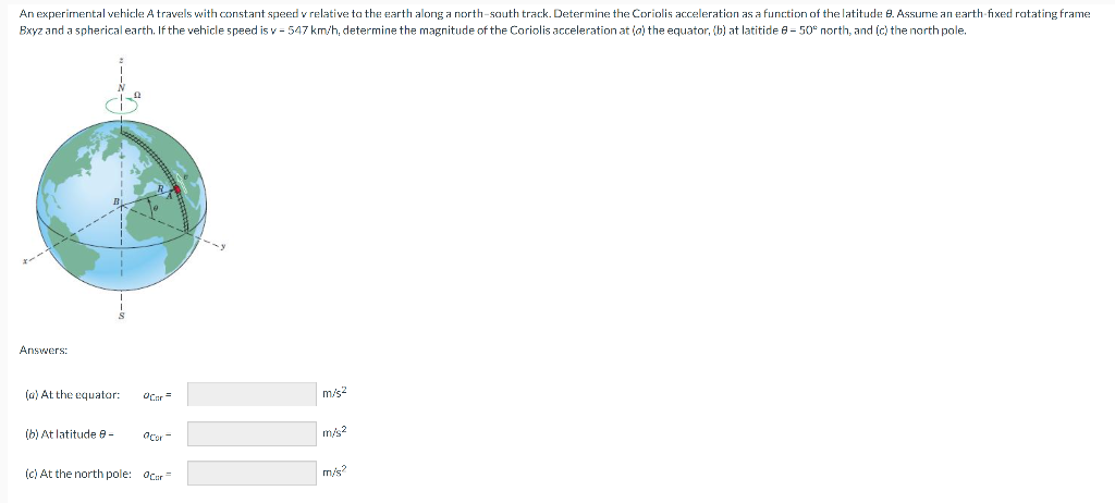 Solved Answers: (a) At the equator: oC.ar =m/s2 (b) At | Chegg.com