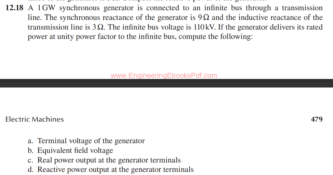 Solved 12.18 A 1GW synchronous generator is connected to an | Chegg.com
