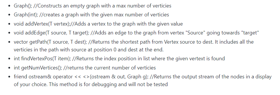 Solved (Graph.h) #ifndef GRAPH_H #define GRAPH_H #include | Chegg.com