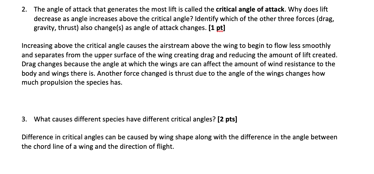 Solved 2. The angle of attack that generates the most lift | Chegg.com