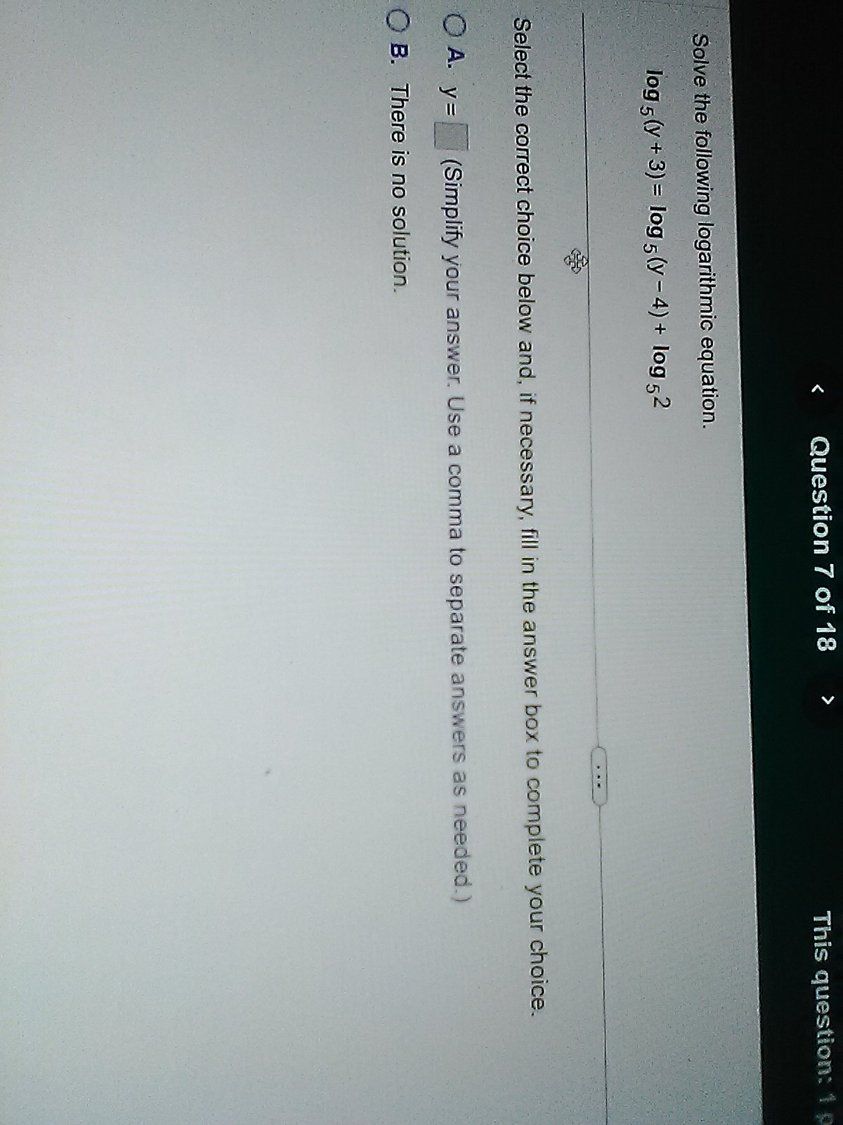 Solved Solve the following logarithmic equation. | Chegg.com