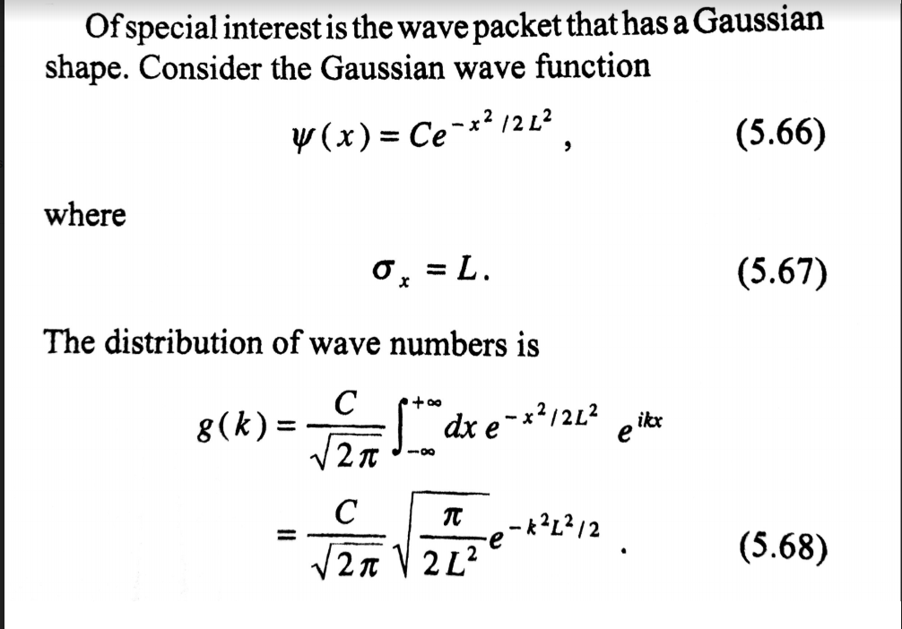 Solved Consider the Gaussian wave packet Ψ(x) and the | Chegg.com