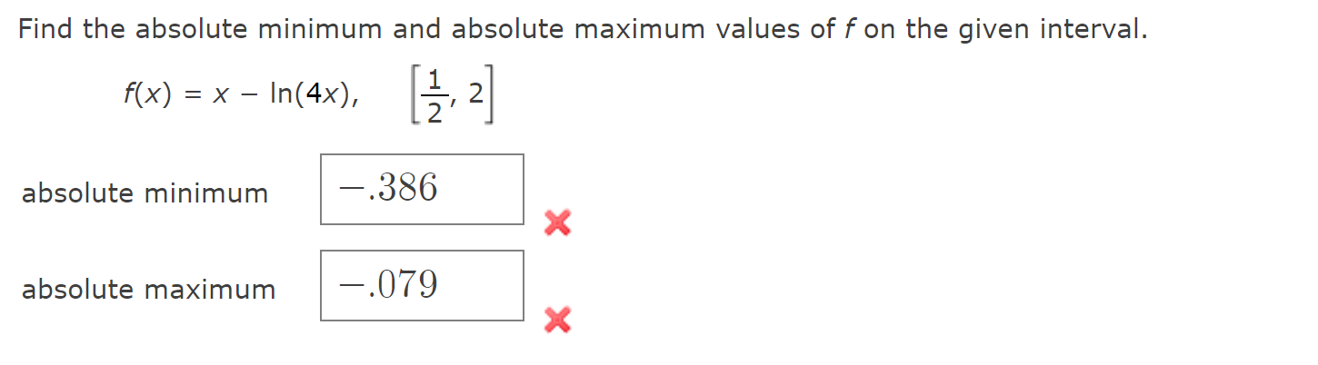 Solved Find The Absolute Minimum And Absolute Maximum Values 