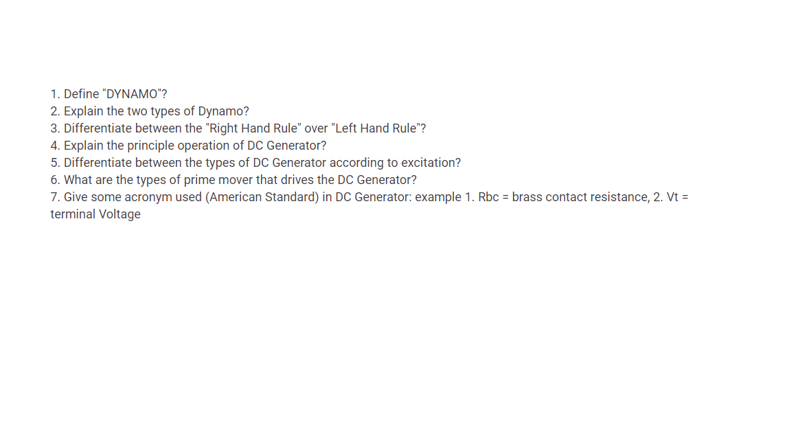 Solved 1. Define "DYNAMO"? 2. Explain the two types of | Chegg.com