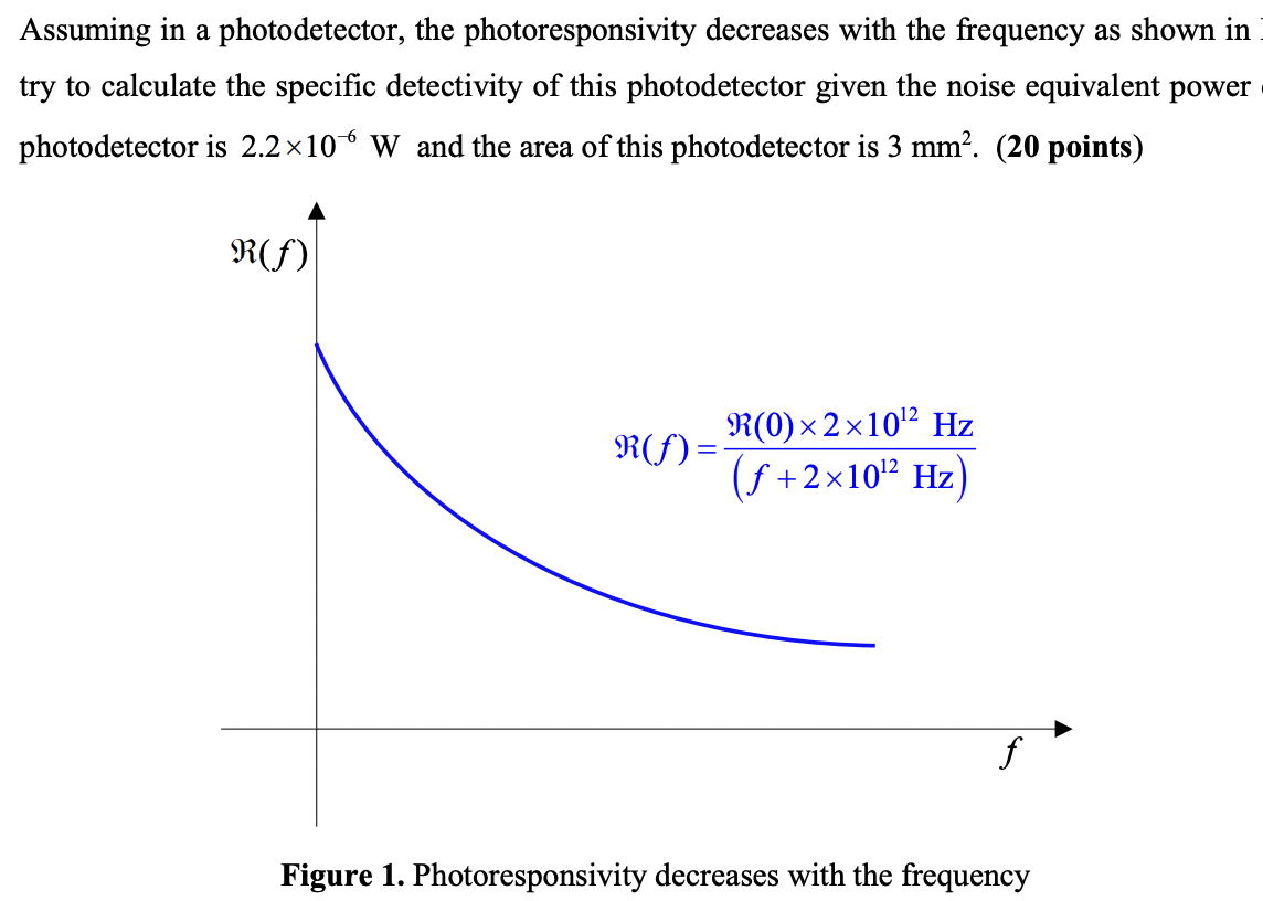 Solved Assuming in a photodetector, the photoresponsivity | Chegg.com