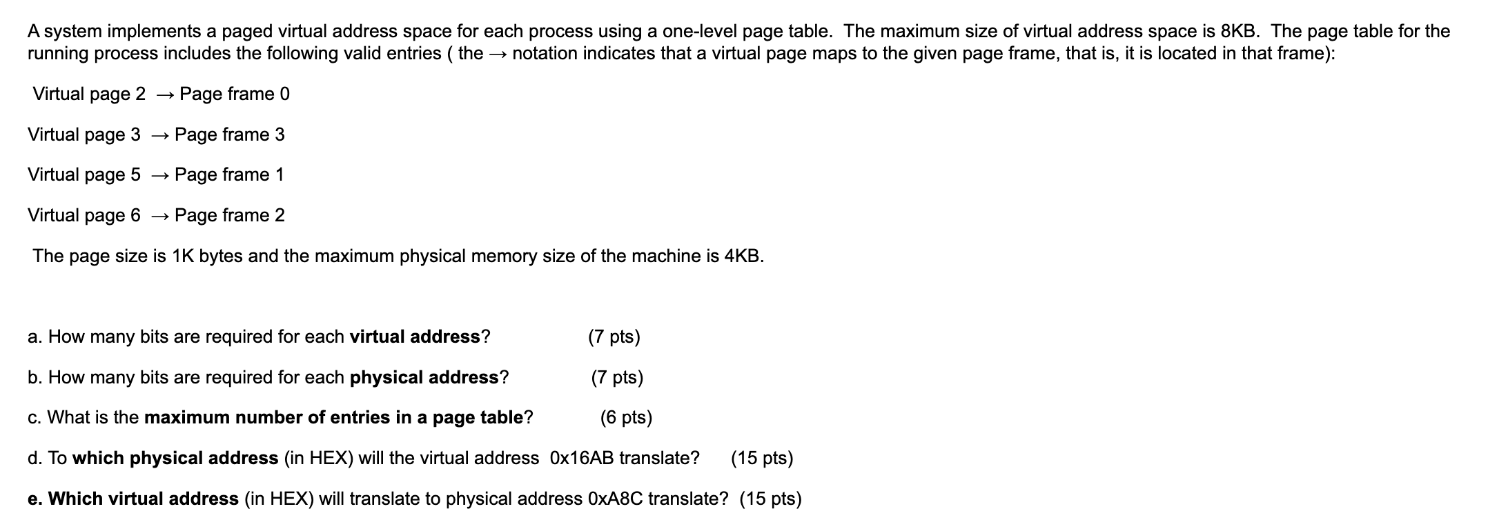 Solved A system implements a paged virtual address space for | Chegg.com