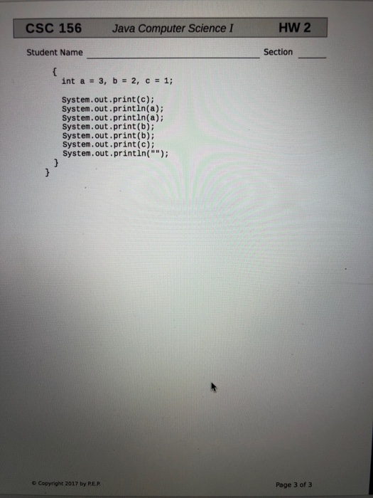 Solved Part 2 Exercises Basic Elements of Java (1) (2) (3) | Chegg.com
