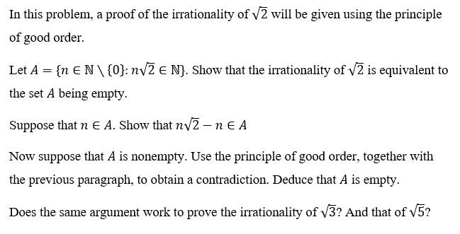 Solved In this problem, a proof of the irrationality of V2 | Chegg.com