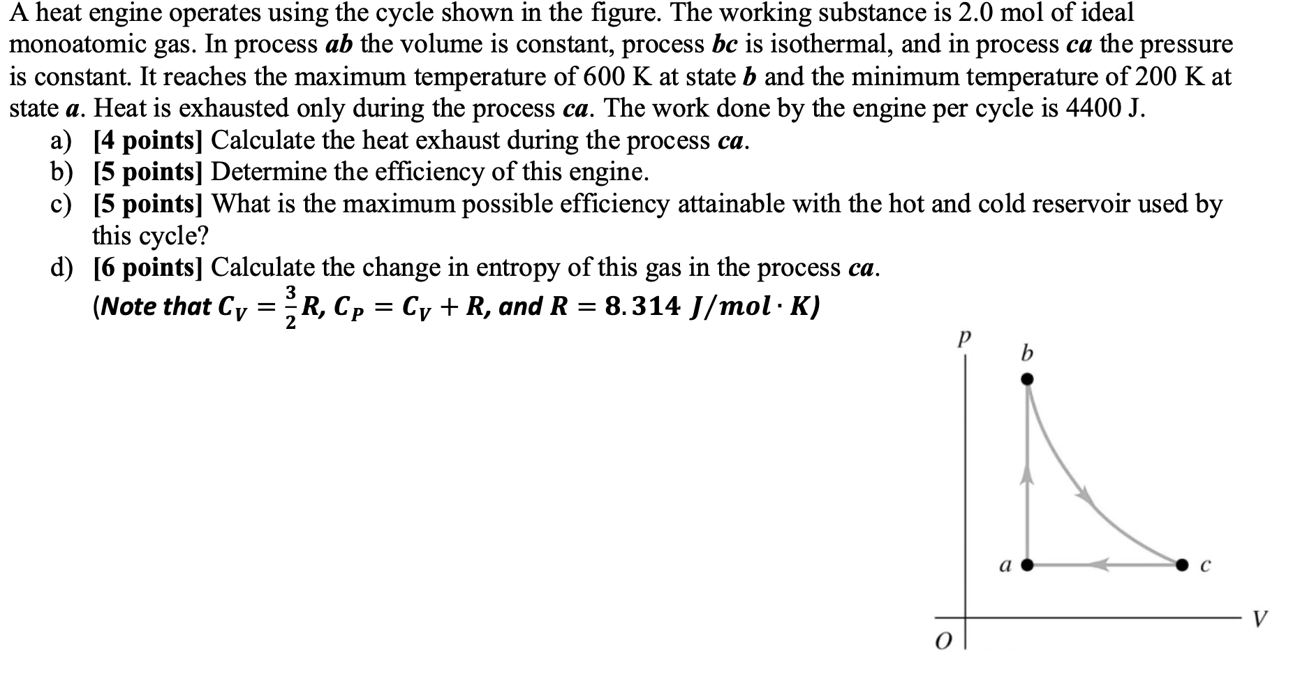 Solved A heat engine operates using the cycle shown in the | Chegg.com