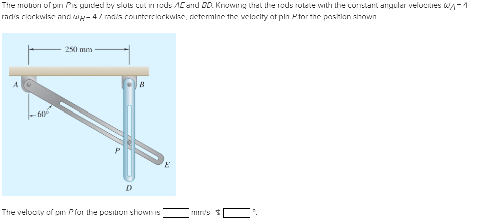 Solved The motion of pin Pis guided by slots cut in rods AE | Chegg.com
