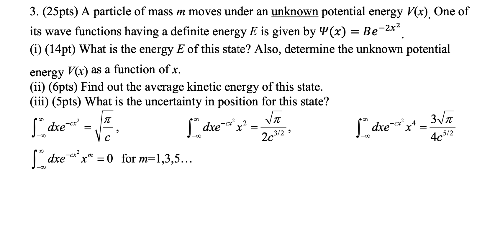 Solved 3. (25pts) A particle of mass m moves under an | Chegg.com Solved 3. (25pts) A particle of mass m moves under an | Chegg.com