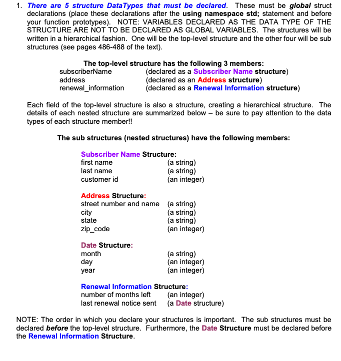 1 There Are 5 Structure Datatypes That Must Be