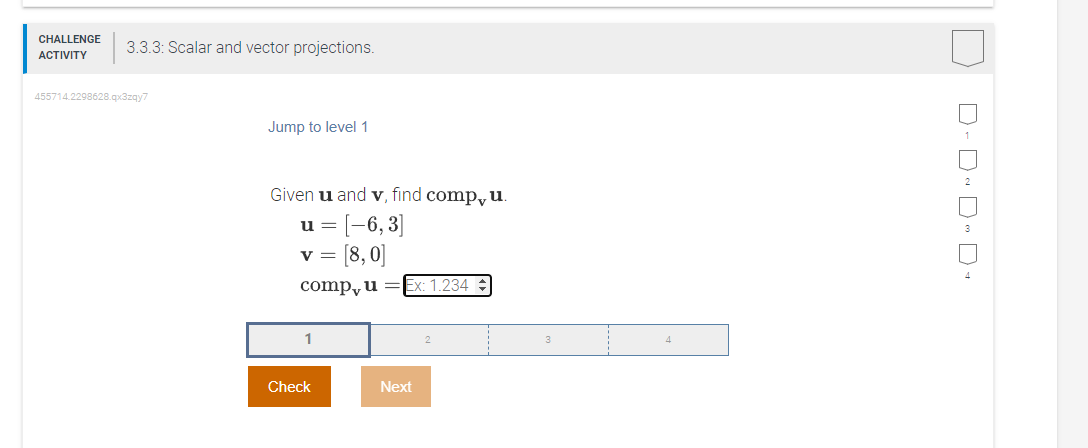 Solved 455714.2298628.q×3zqy7 Jump to level 1 Given u and v, | Chegg.com