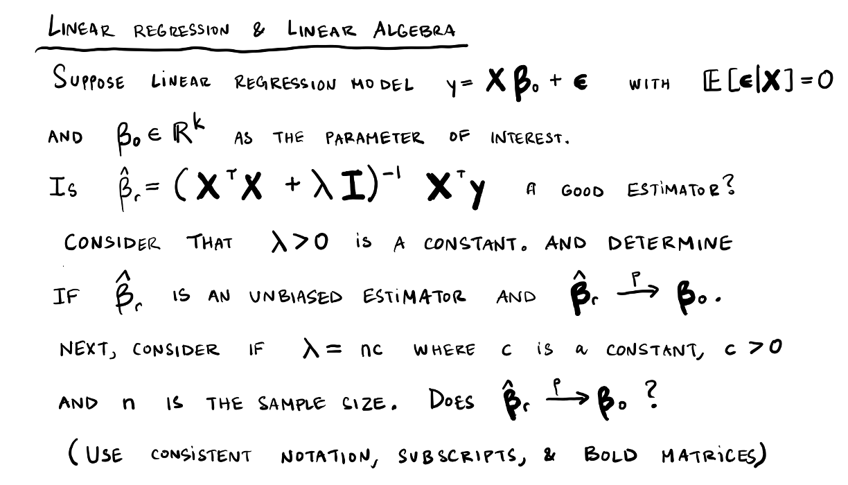 Solved LINEAR REGRESSION & LINEAR ALGEBRA Suppose LINEAR | Chegg.com