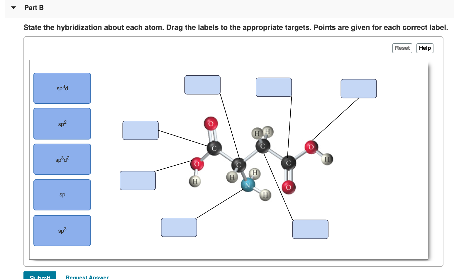Solved Part B State the hybridization about each atom. Drag | Chegg.com