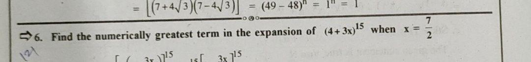 Solved 7 [(7+4/3)(7-4/3)] = (49 - 48)" = 6. Find the | Chegg.com