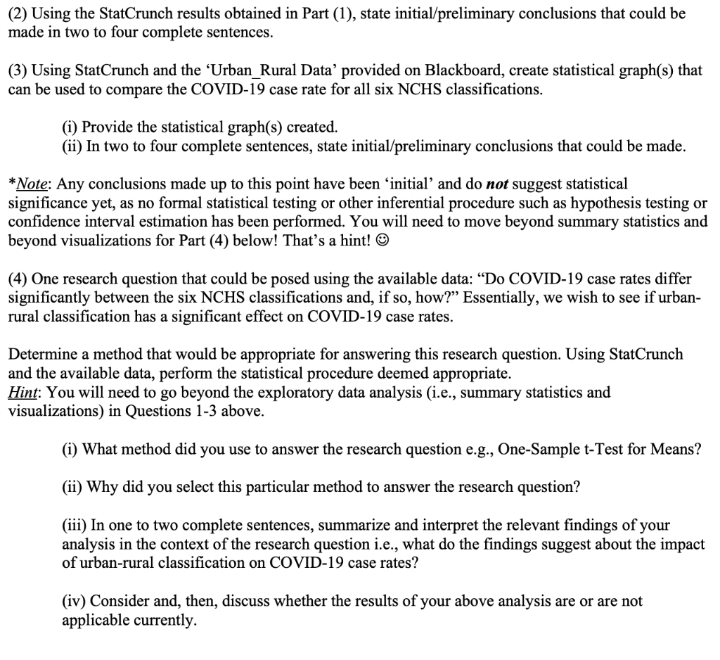 Solved = Open this data into StatCrunch for the subsequent | Chegg.com