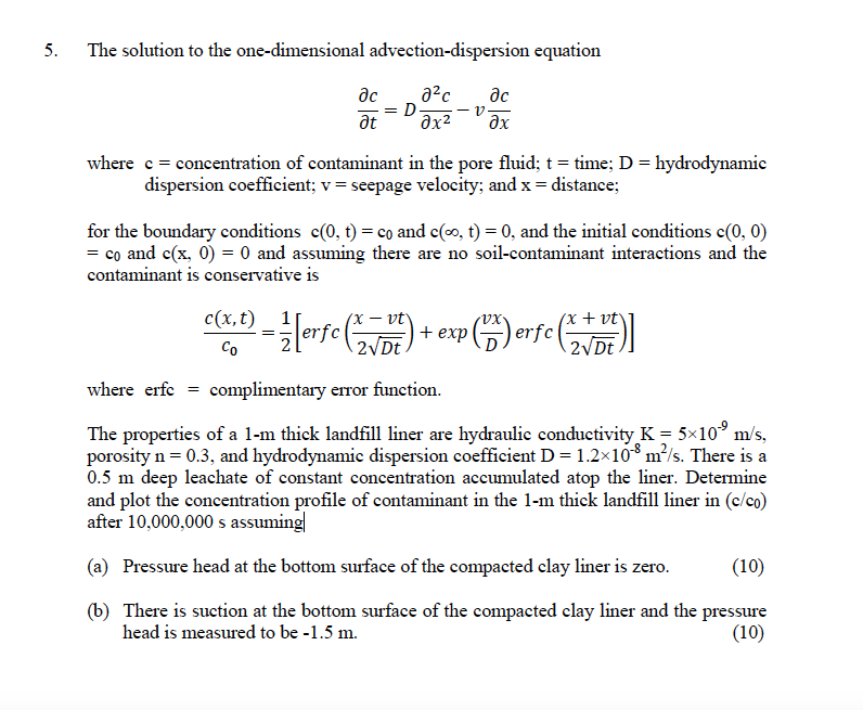 5. The solution to the one-dimensional | Chegg.com