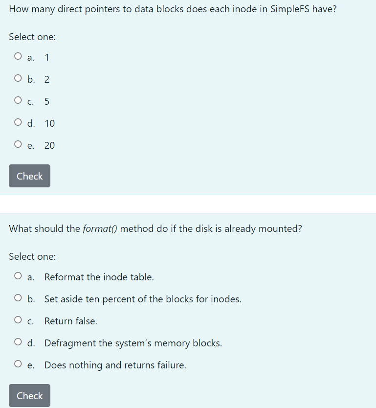 Solved How many direct pointers to data blocks does each | Chegg.com