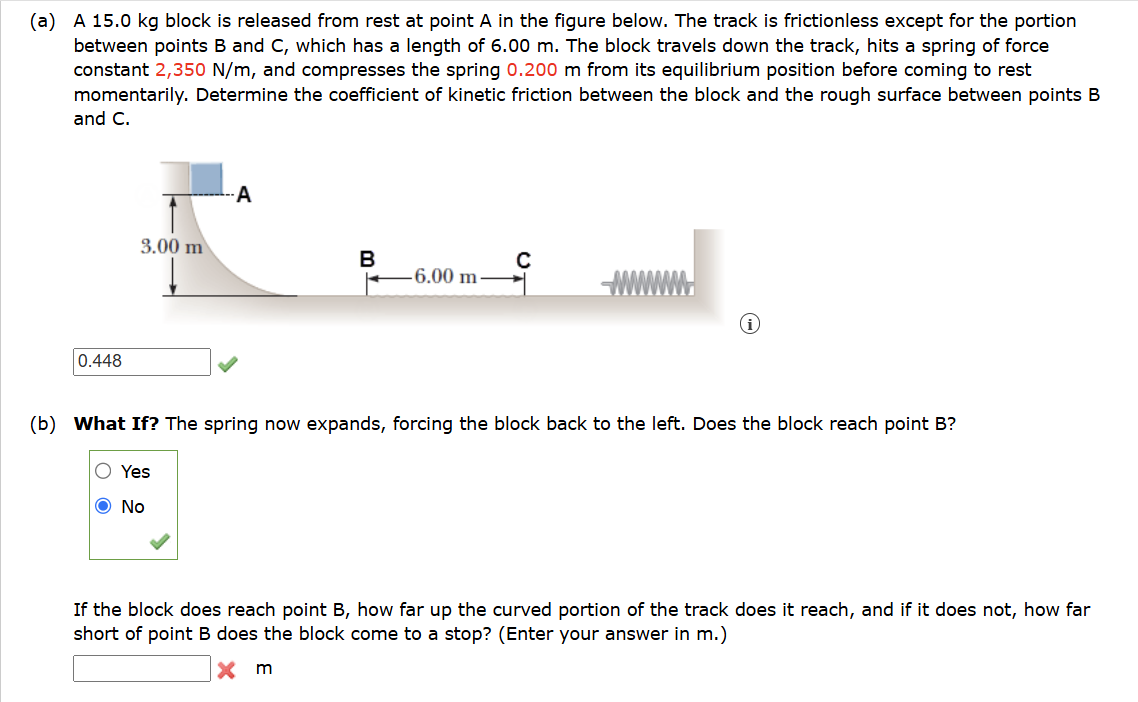 Solved (a) ﻿A 15.0 ﻿kg block is released from rest at point | Chegg.com