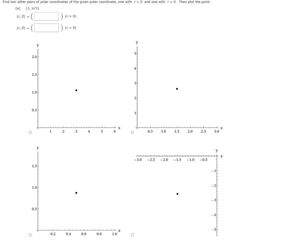 Solved (c) (−2,π/4) (r,θ)=( )(r>0)(rs,θ)=(
