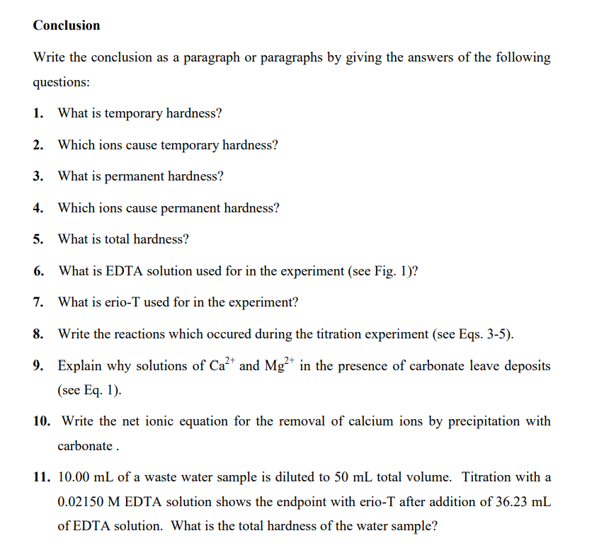 Solved Conclusion Write the conclusion as a paragraph or | Chegg.com