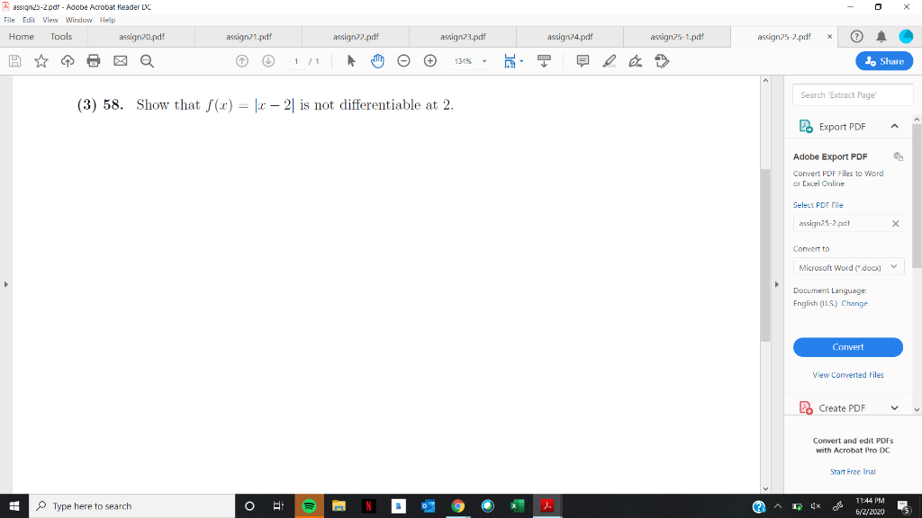 Solved X assign25-2.pdf - Adobe Acrobat Reader DC File Edit | Chegg.com