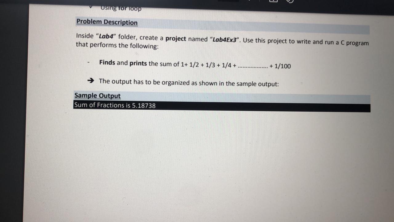 Solved Using Torloop Problem Description Inside "Lab4" | Chegg.com