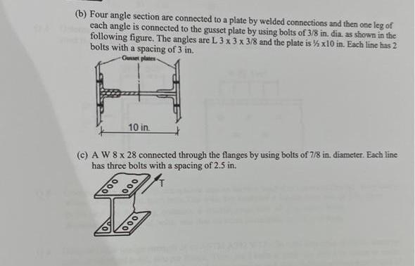 Solved (b) Four angle section are connected to a plate by | Chegg.com