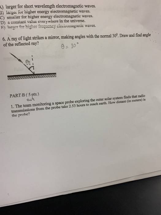 Solved A) larger for short wavelength electromagnetic waves. | Chegg.com