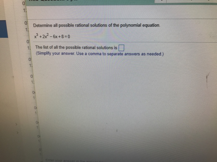 Solved Determine all possible rational solutions of the | Chegg.com