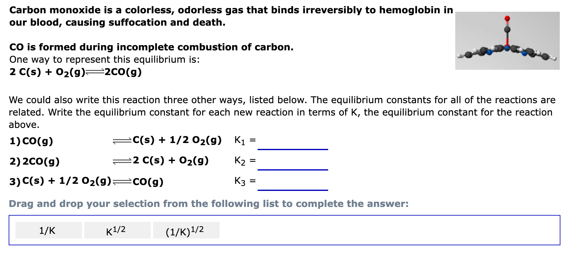 Solved Carbon monoxide is a colorless, odorless gas that | Chegg.com