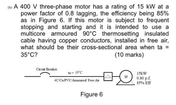 Solved (1) A 400 V three-phase motor has a rating of 15 kW | Chegg.com