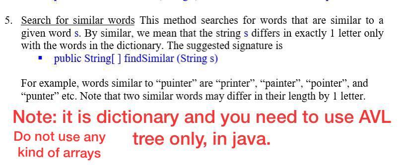 Solved 5. Search for similar words This method searches for | Chegg.com