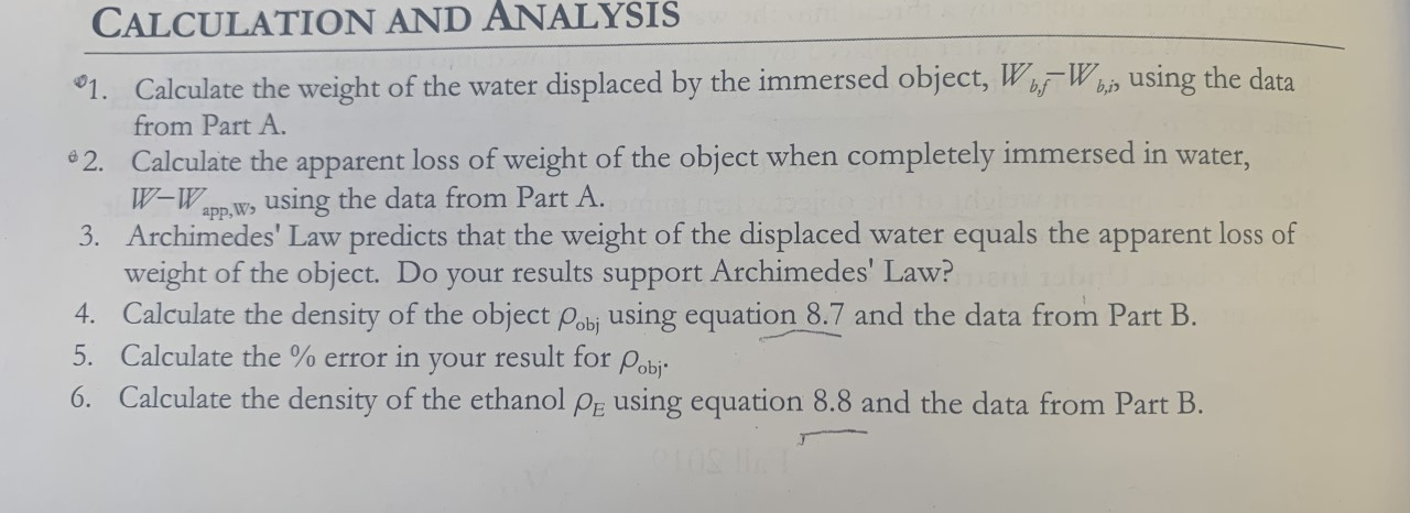 Solved 42 Th ch W -Wapp = Pobj W Density of a liquid P (8.6 | Chegg.com