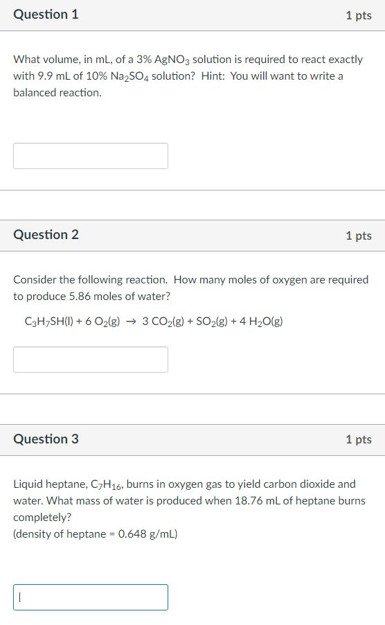 Solved Question 1 1 pts What volume, in ml, of a 3% AgNO3 | Chegg.com