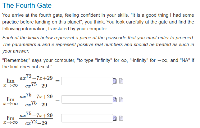 Solved The Fourth GateYou arrive at ﻿the fourth gate, | Chegg.com