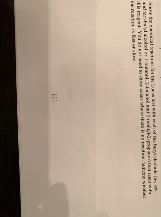 Solved how the chemical reactions for the Lucas test with | Chegg.com